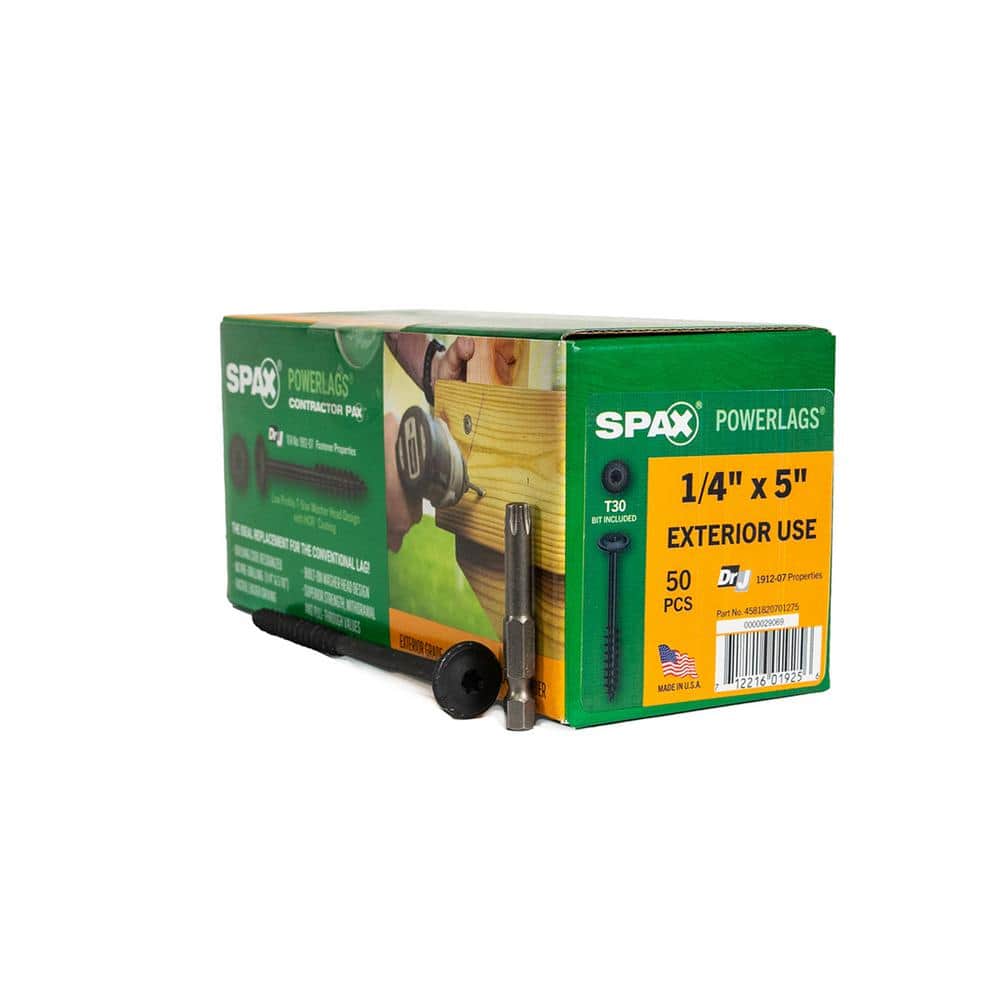 SPAX 1/4 in. x 5 in. Exterior Washer Head Structural Wood Lag Screws ...