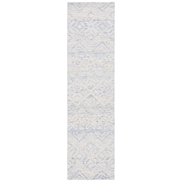 SAFAVIEH Metro 2 ft. x 9 ft. Blue/Ivory Diamond Chevron Runner Rug ...