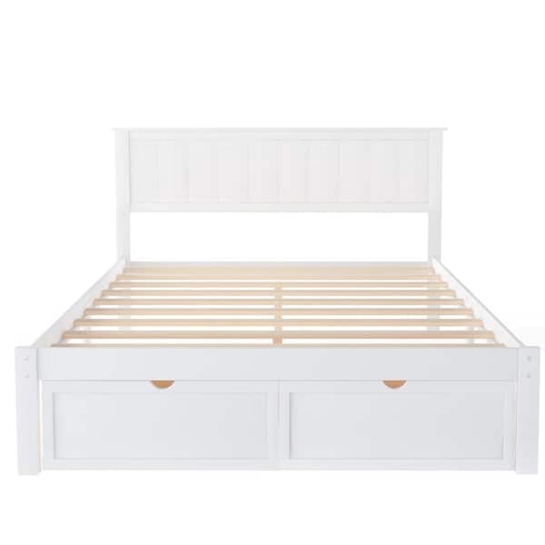 White frame bed full store