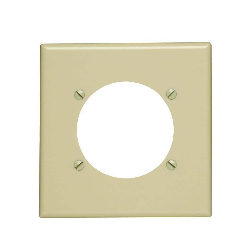Leviton 2-Gang Ivory 2.465 in. Single Outlet/Receptacle Plastic ...