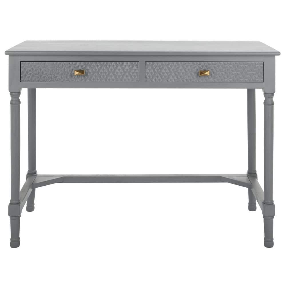 SAFAVIEH Brina 42 in. Rustic Gray Wood 2-Drawer Writing Desk DSK5707B ...