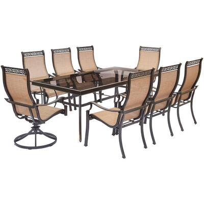 Hanover Monaco 7-Piece Aluminum Outdoor Dining Set with Rectangular ...