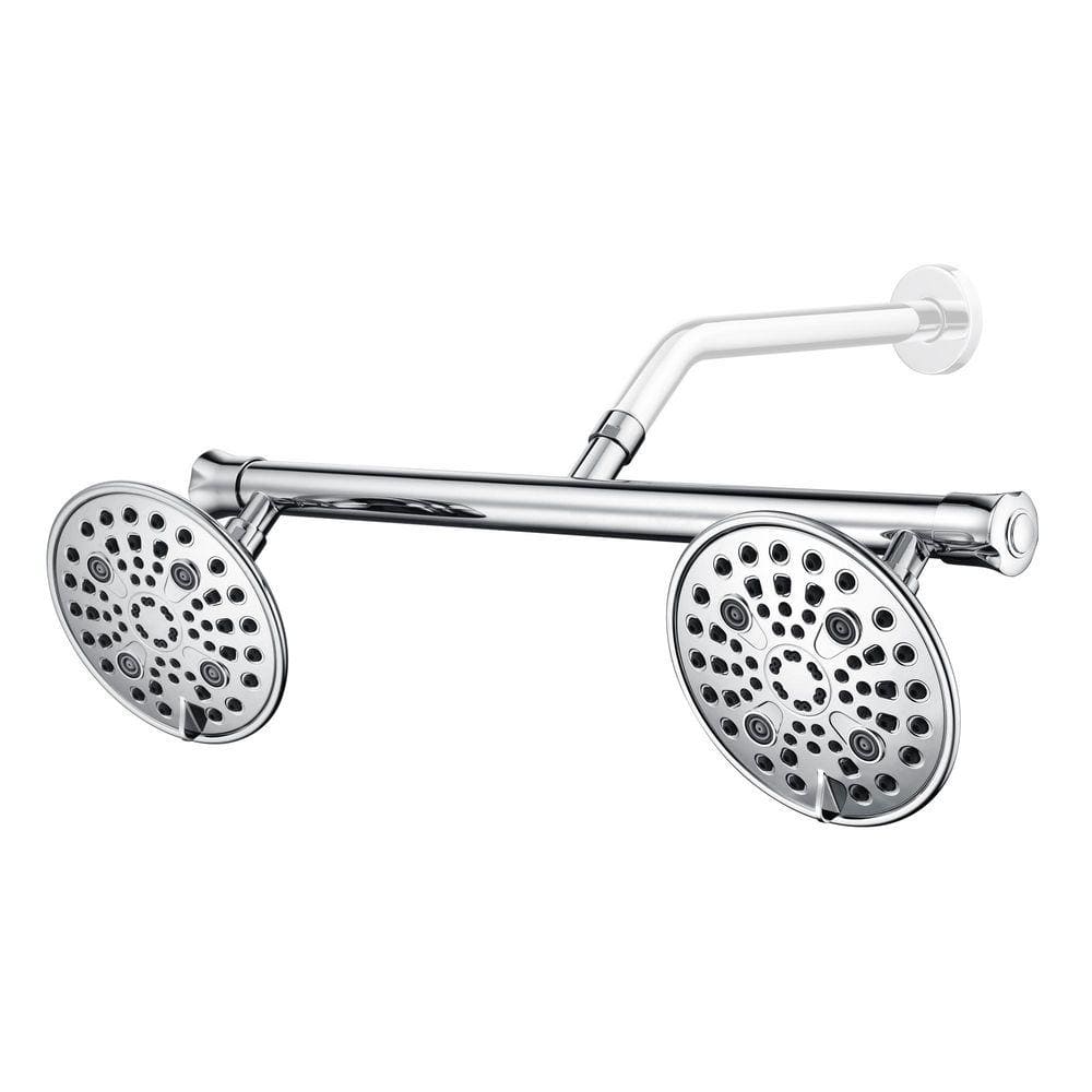 SUMERAIN Dual Shower Heads 6-Spray Patterns with 1.8 GPM 6 in. Wall ...