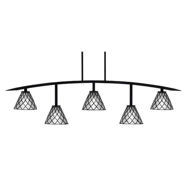 Siena 5-Light Matte Black Billiard-Light with Diamond Ice Art Glass ...
