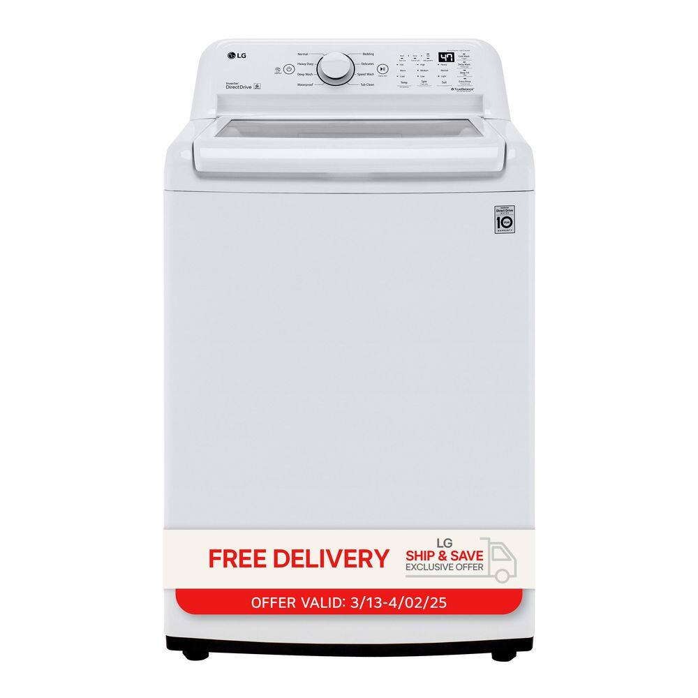 LG 4.3 Cu. Ft. Top Load Washer in White with 4-Way Agitator, NeveRust ...