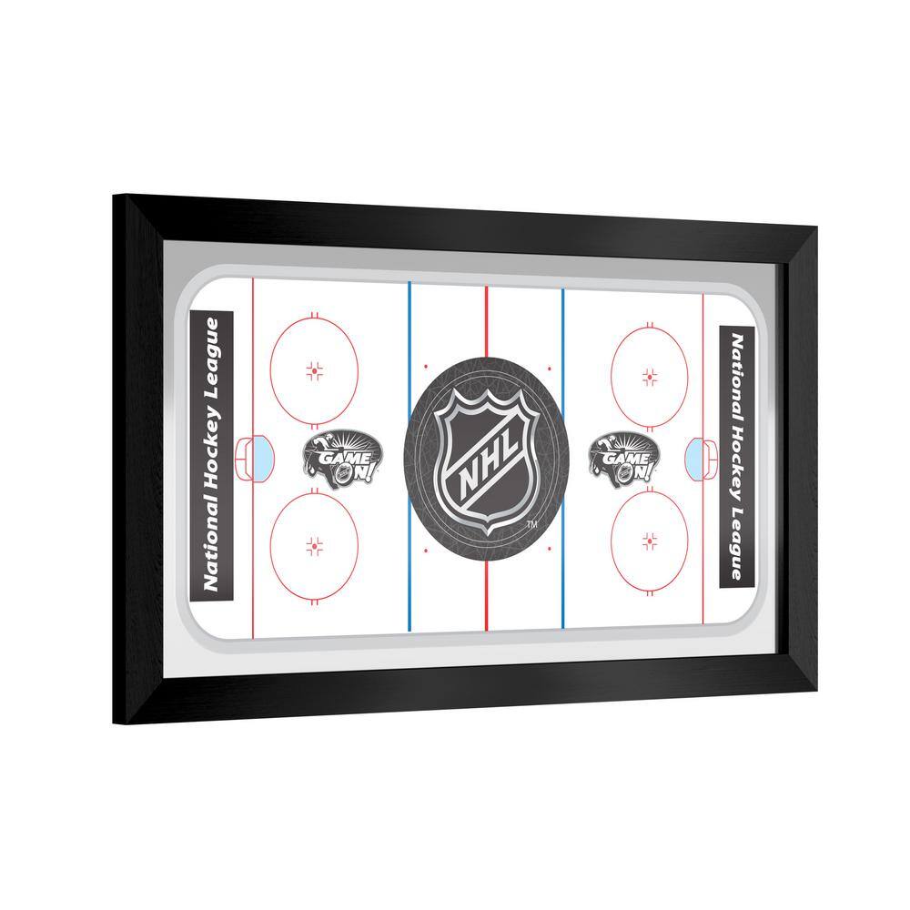 NHL Shield 26 in. W x 15 in. H Wood Black Framed Mirror NHL9SHIELD-HD ...