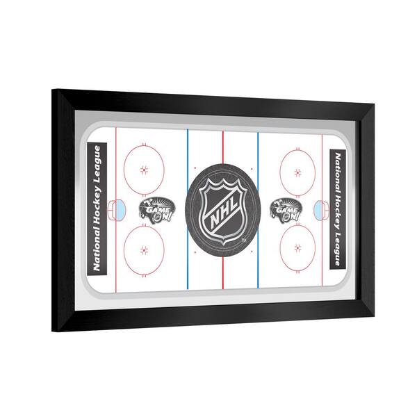 NHL Shield 26 in. W x 15 in. H Wood Black Framed Mirror NHL9SHIELD-HD ...