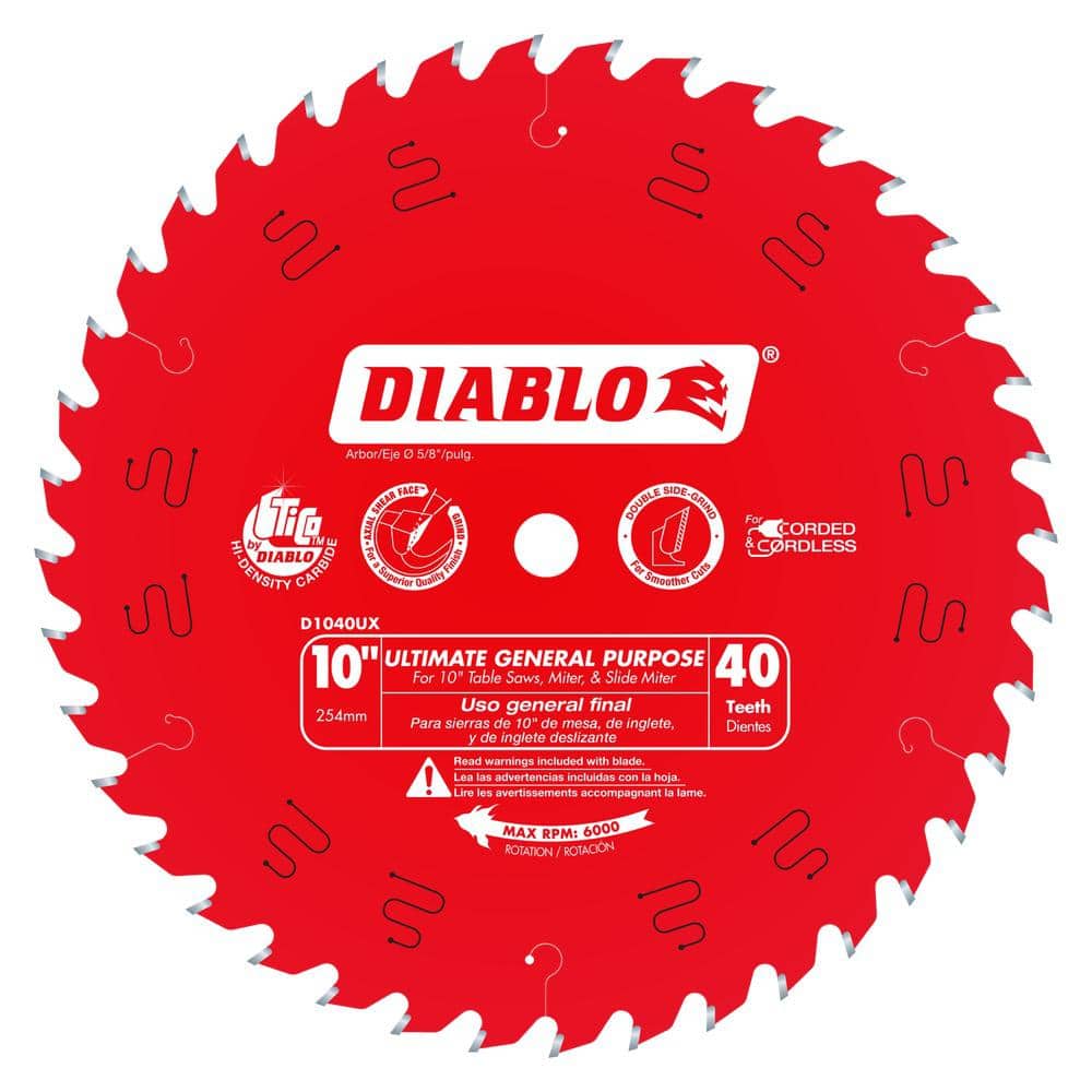 DIABLO 10in. x 40-Tooth Wood Demon Ultimate General Purpose Circular ...