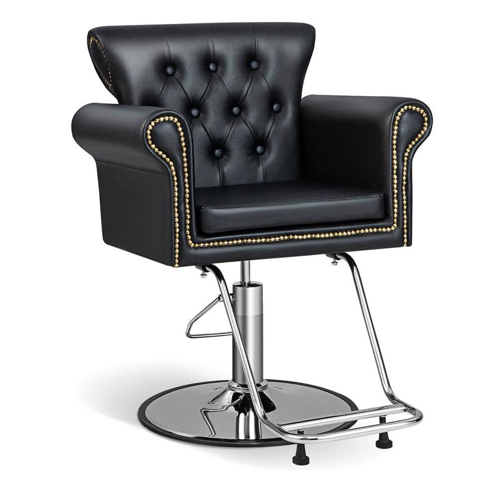 Gymax Leather Adjustable Height Salon Chair Heavy-Duty Hydraulic Barber ...