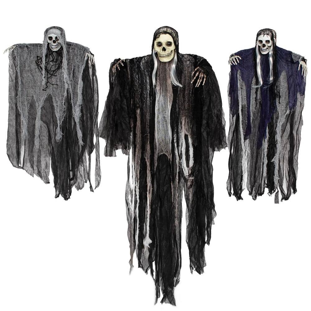 SYNCFUN 3-Pack Hanging Grim Reapers Halloween Skeleton Ghosts ...