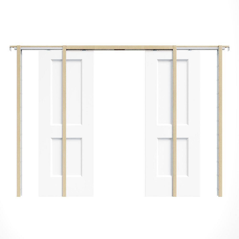 EH PUERTA 56 in. x 80 in. White Primed Paneled H Style Hollow Core Wood ...