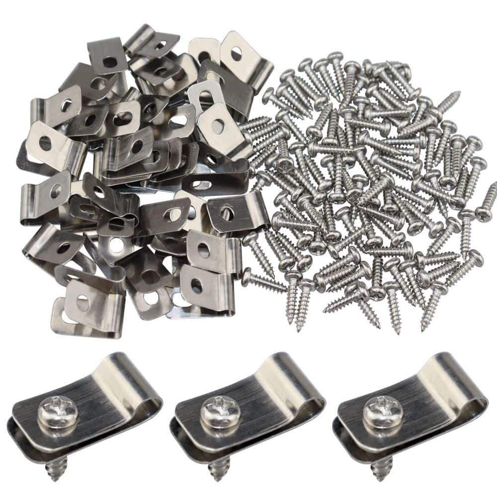 NVNOO Stainless Steel Fencing Mounting Clips with 100 Pcs Screws for 12 ...