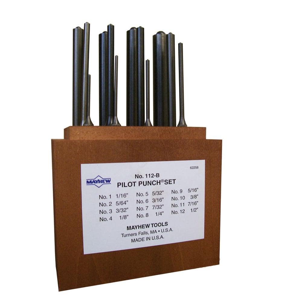 Mayhew 112-B Pilot Punch Wood Box Set (12-Piece) 62258 - The Home Depot