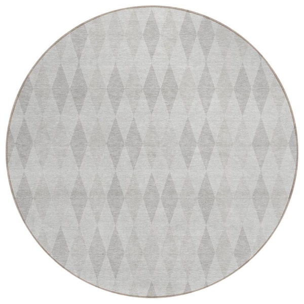 HomeRoots Gray 8 ft. Round Woven Geometric Round Indoor/Outdoor Area ...
