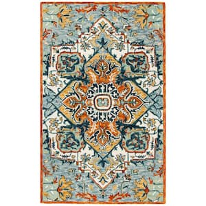 SAFAVIEH Aspen Blue/Rust 2 ft. x 5 ft. Border Area Rug APN116M-25 - The ...
