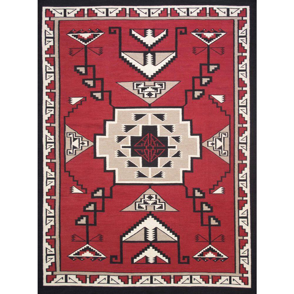 Pasargad Home Tuscany Red/Black 8 ft. x 10 ft. Geomatric Area Rug PNT ...