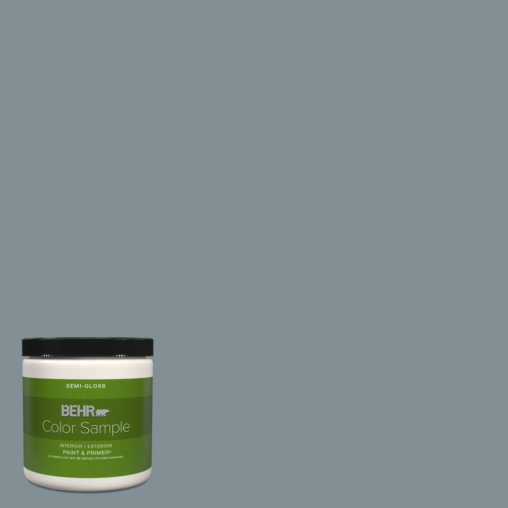 BEHR PREMIUM PLUS 8 oz. #740F-4 Dark Storm Cloud Semi-Gloss Interior ...