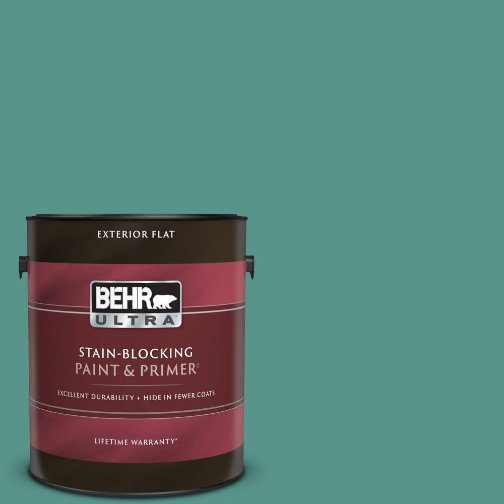 BEHR ULTRA 1 gal. #490D-6 Thermal Spring Flat Exterior Paint & Primer ...