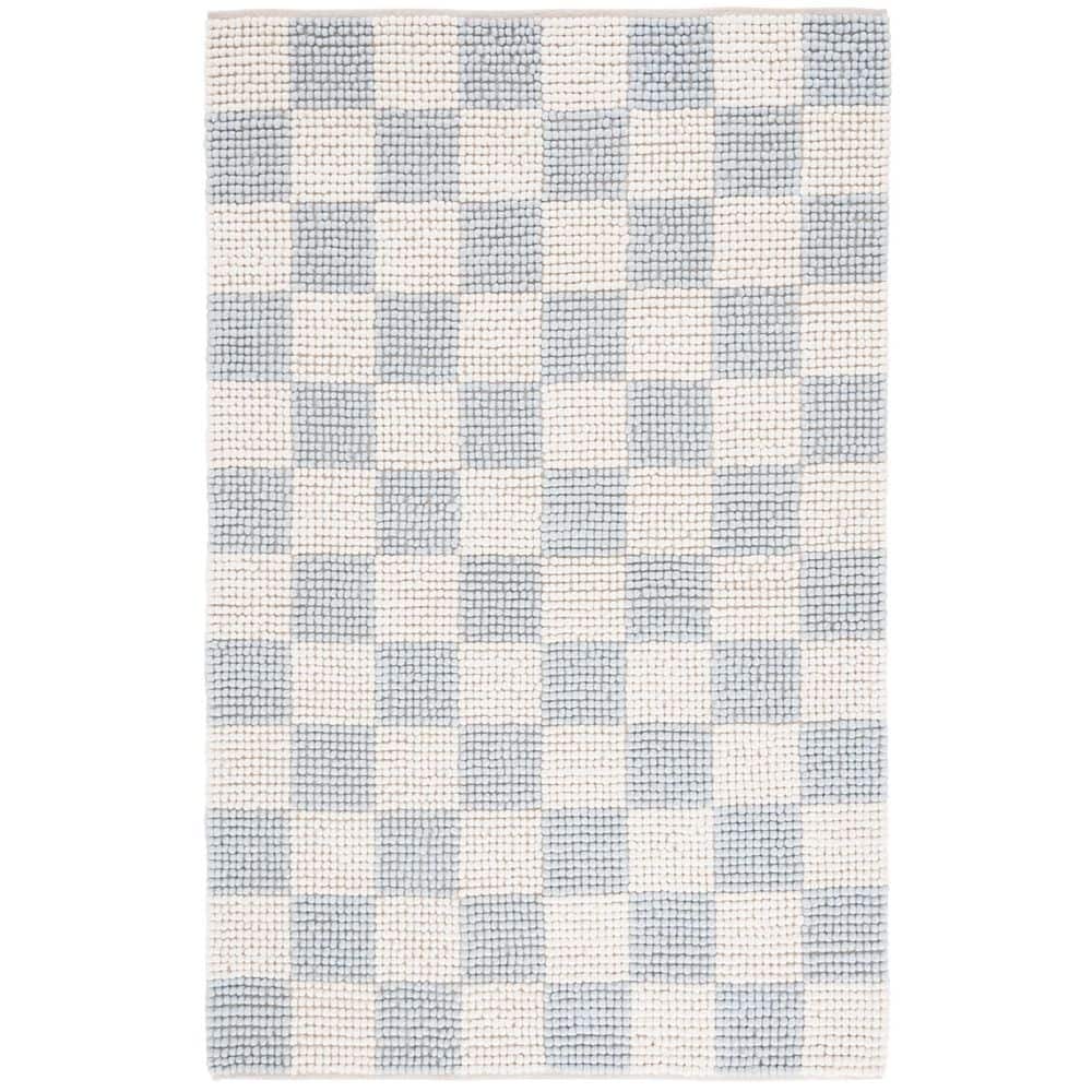 SAFAVIEH Natura 8 ft. x 10 ft. Light Blue/Ivory Modern Checkered Area ...