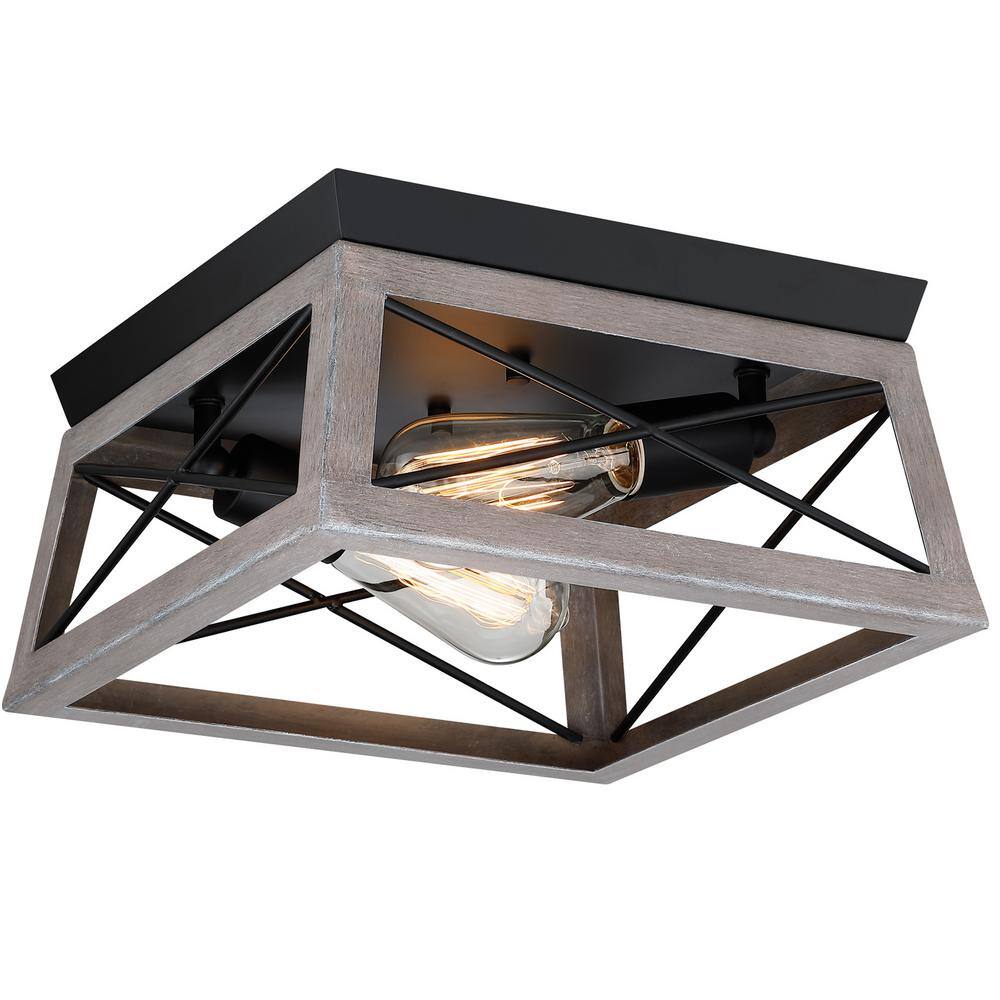 Pia Ricco 12 in. 2-Light Brushed Aluminum Flush Mount 1JAY-70492DW ...