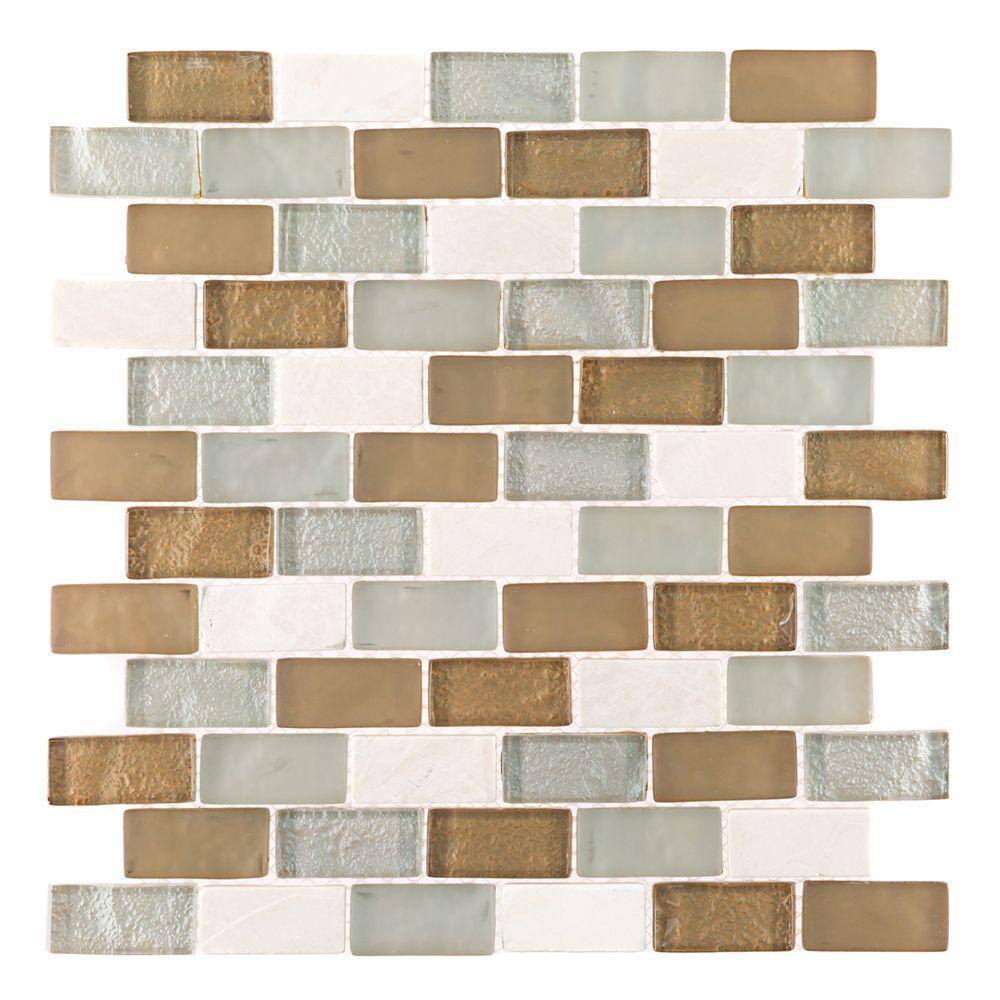 Jeffrey Court Bellagio Pebble Brown/Tan Brick 10.75 in. x 11.625 in ...