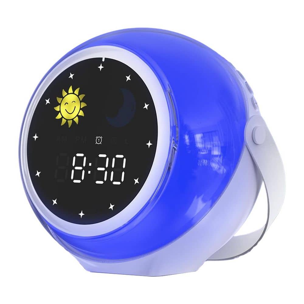 White Digital Kids Alarm Clock with Night Light, Sound Machine, Sleep ...