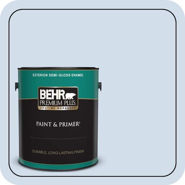 BEHR PREMIUM PLUS 1 gal. #M530-1 Ice Drop Semi-Gloss Enamel Exterior ...