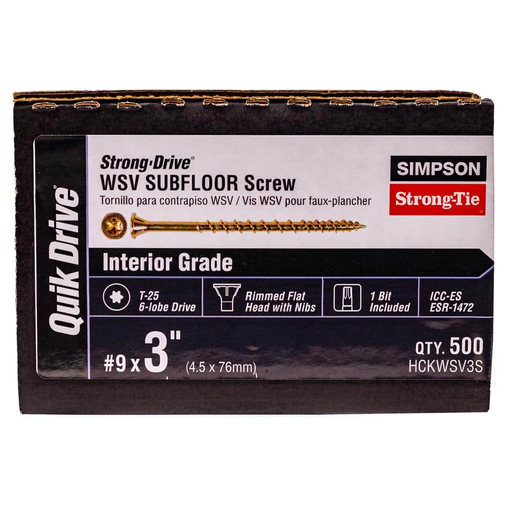 Simpson Strong-Tie #9 x 3 in. T25 6-Lobe, Flat Head, Strong-Drive WSV ...
