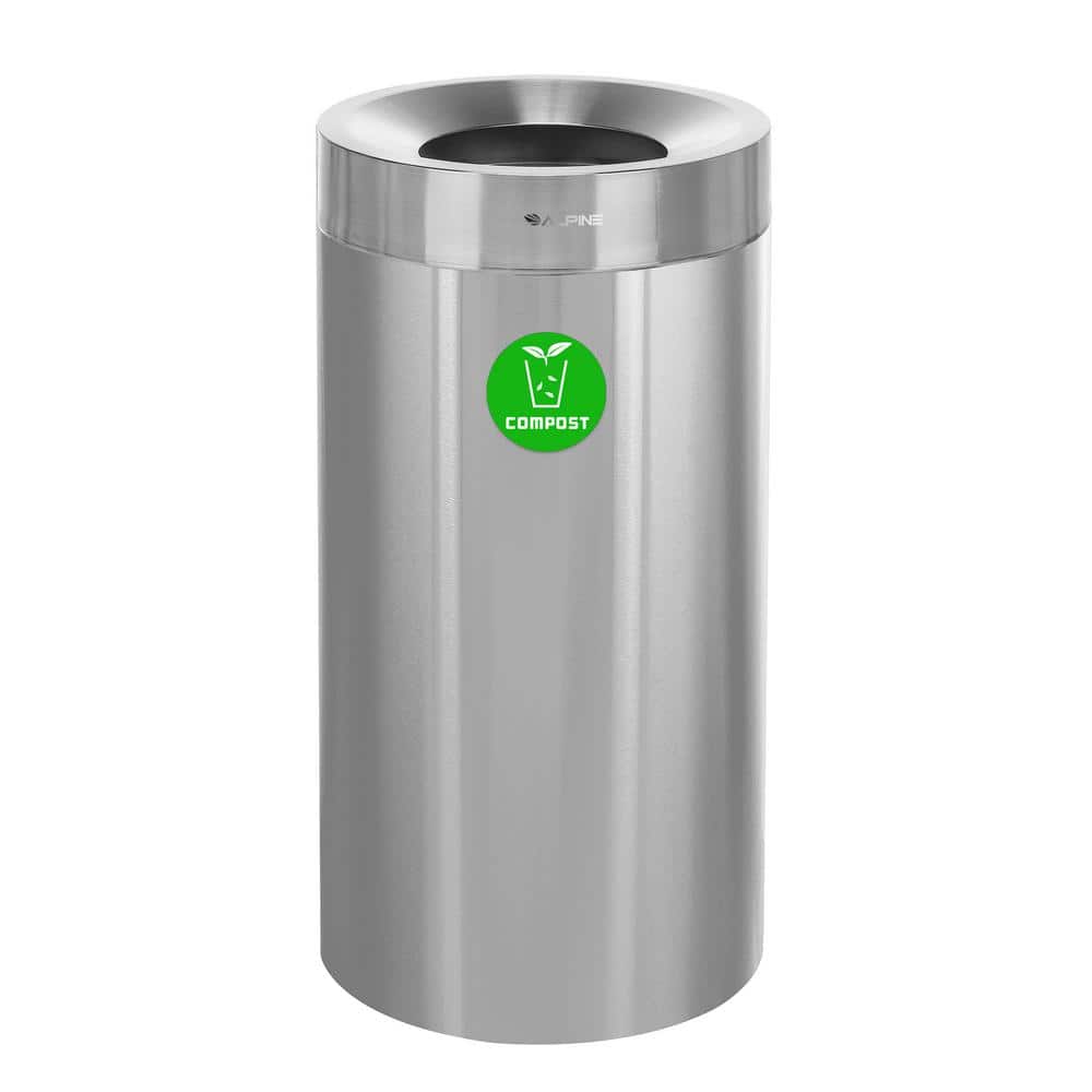 Alpine Industries 27 Gal. Stainless Steel Open Top Tall Compost Kitchen ...