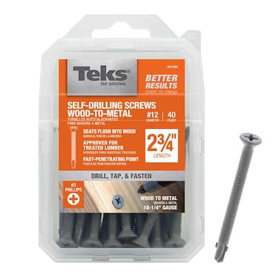 Teks #12 x 2-3/4 in. Plymetal Zinc-Plated Steel Flat-Head Phillips Self ...