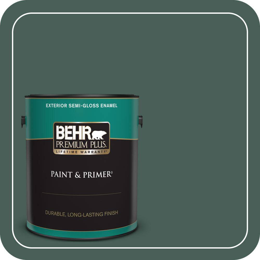 BEHR PREMIUM PLUS 1 gal. #M440-7 Rainforest Semi-Gloss Enamel Exterior ...