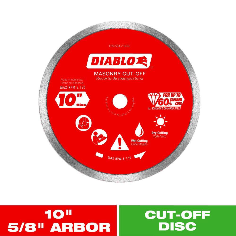 DIABLO 10 in. Diamond Continuous Rim Cut-Off Discs for Masonry ...