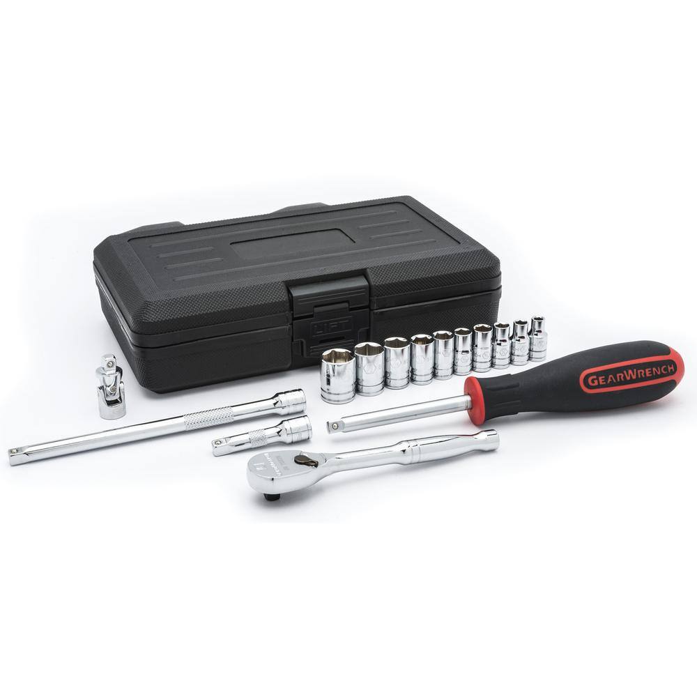 GEARWRENCH 1/4 in. Drive 6-Point SAE 90-Tooth Ratchet and Socket ...