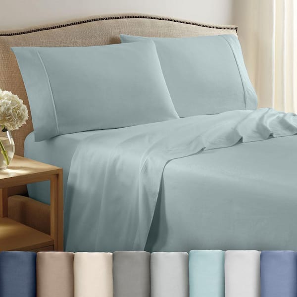 Martex T400 Solid Cotton Sateen King Aqua Sheet Set 028828660640 - The ...
