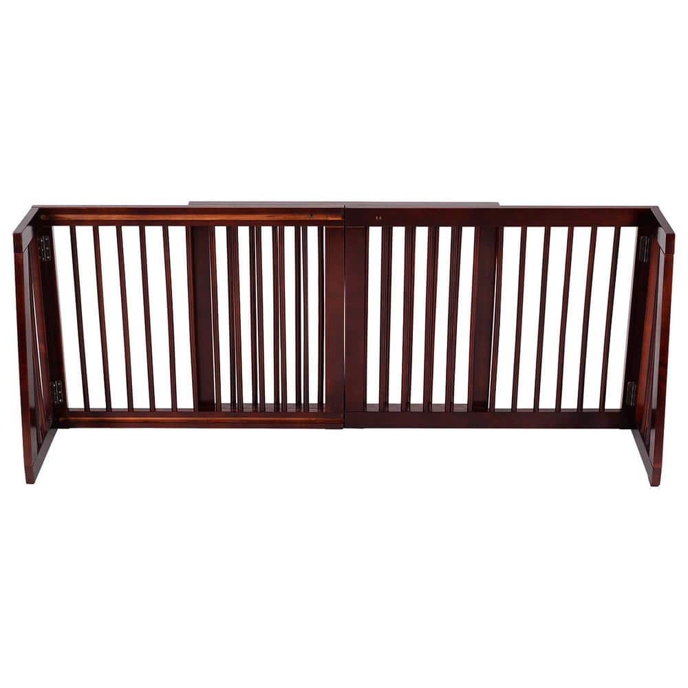 FORCLOVER Folding Adjustable Free Standing 3 Panel Wood Fence HYP-6474 ...