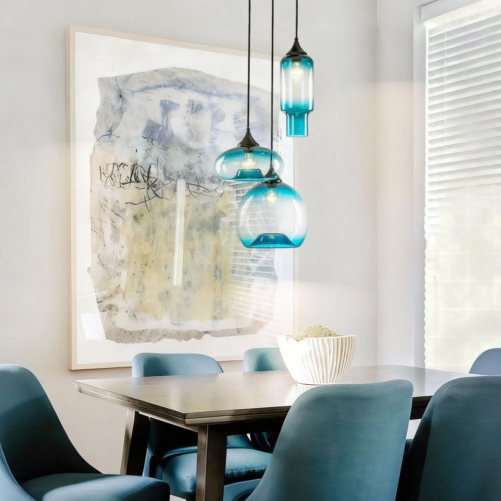 RRTYO Karen 3-Light Modern Black Cluster Pendant Light Gradient Blue ...