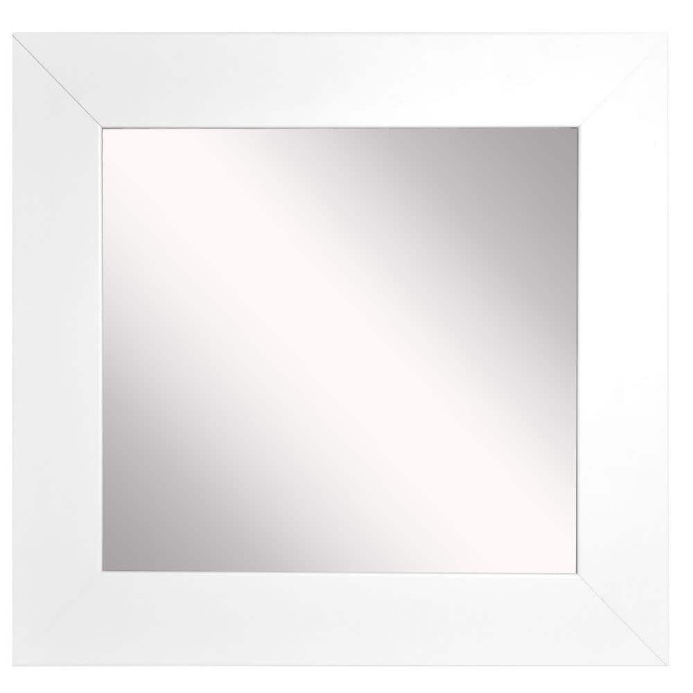 12 in. W x 12 in. H Framed Square Bathroom Vanity Mirror in White S036S ...