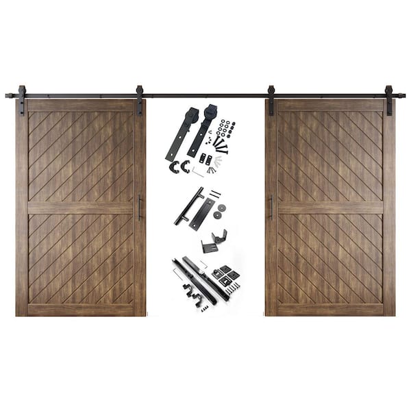HOMACER XT1 50 in. x 80 in. C-Panel Dark Walnut Slanted Stripe Design ...