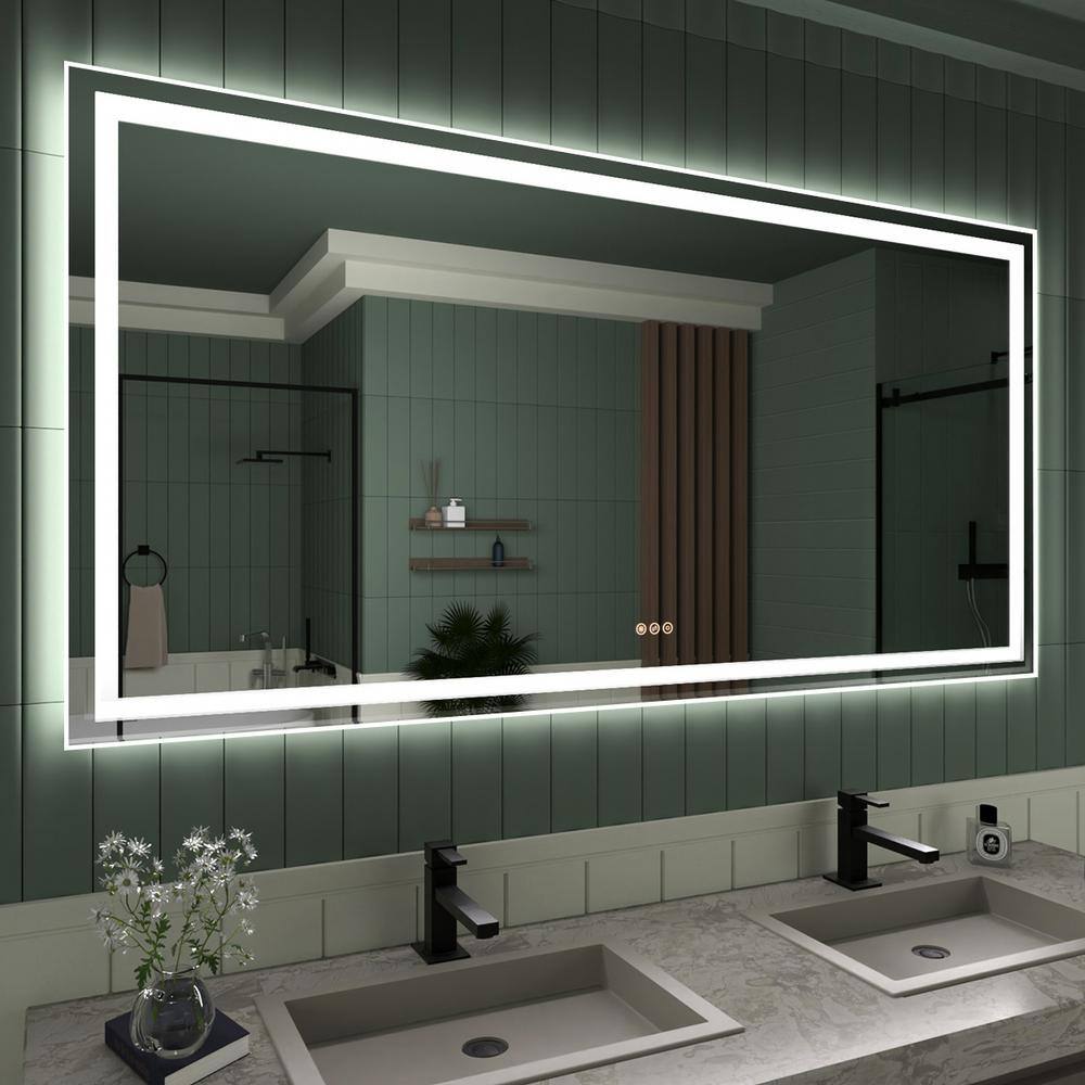 TaiMei 72 in. W x 36 in. H Rectangular Frameless LED Light Anti-Fog ...