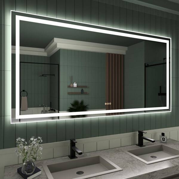 TaiMei 72 in. W x 36 in. H Rectangular Frameless LED Light Anti-Fog ...