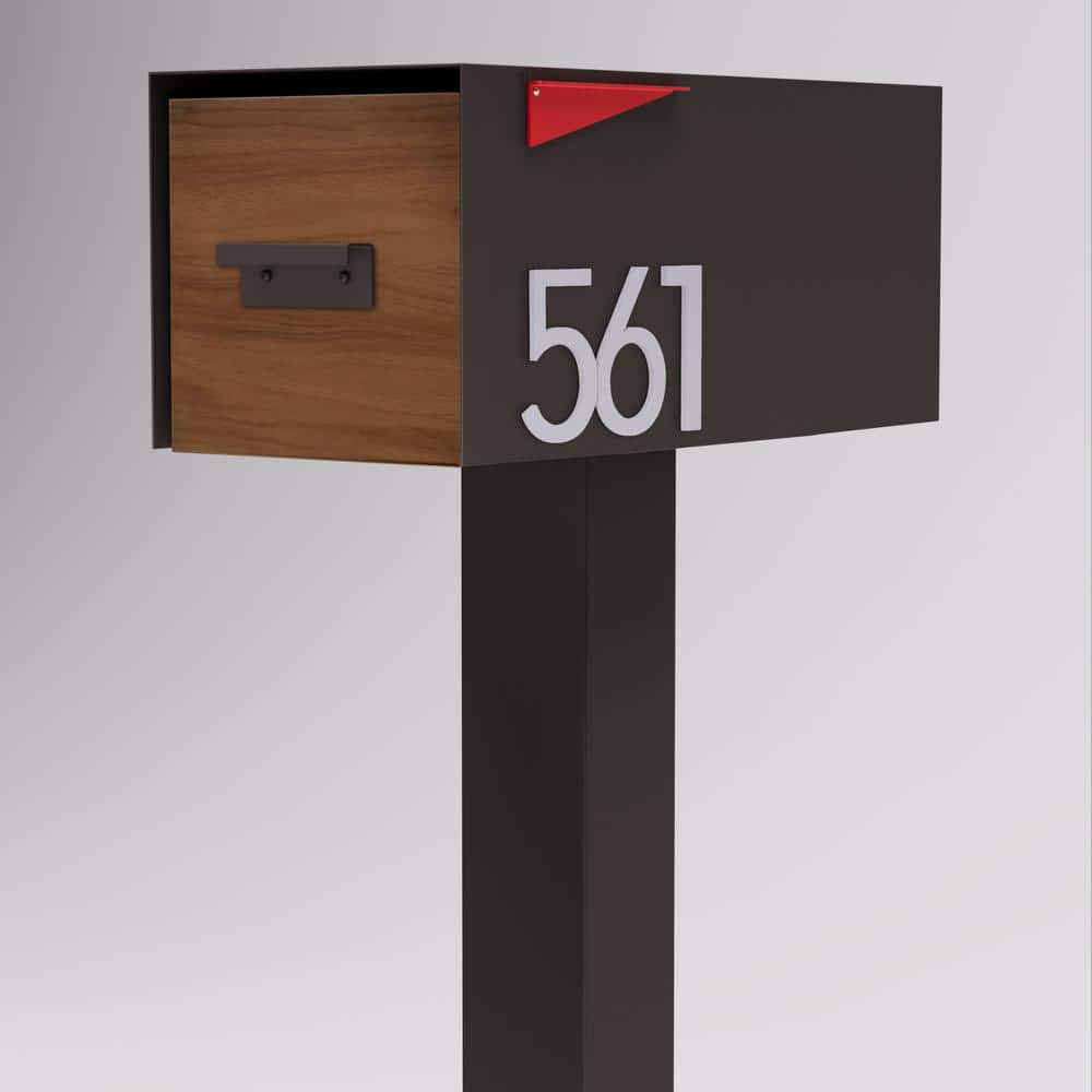 Post & Porch Malone Post Mounted Mailbox with Sublimated Wood Door ...