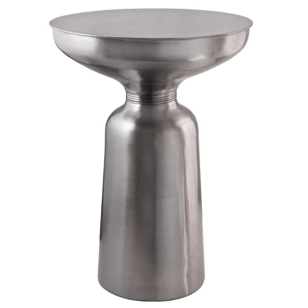 Kenroy Home Spinet Brushed Steel Finish End Table 65037BS - The Home Depot