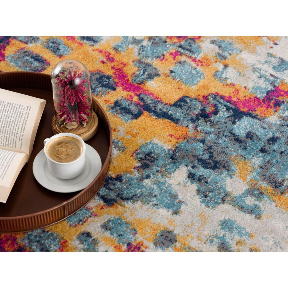 Rug Branch Savannah 2 ft. x 16 ft. Boho Indoor Runner Rug, Yellow Blue ...