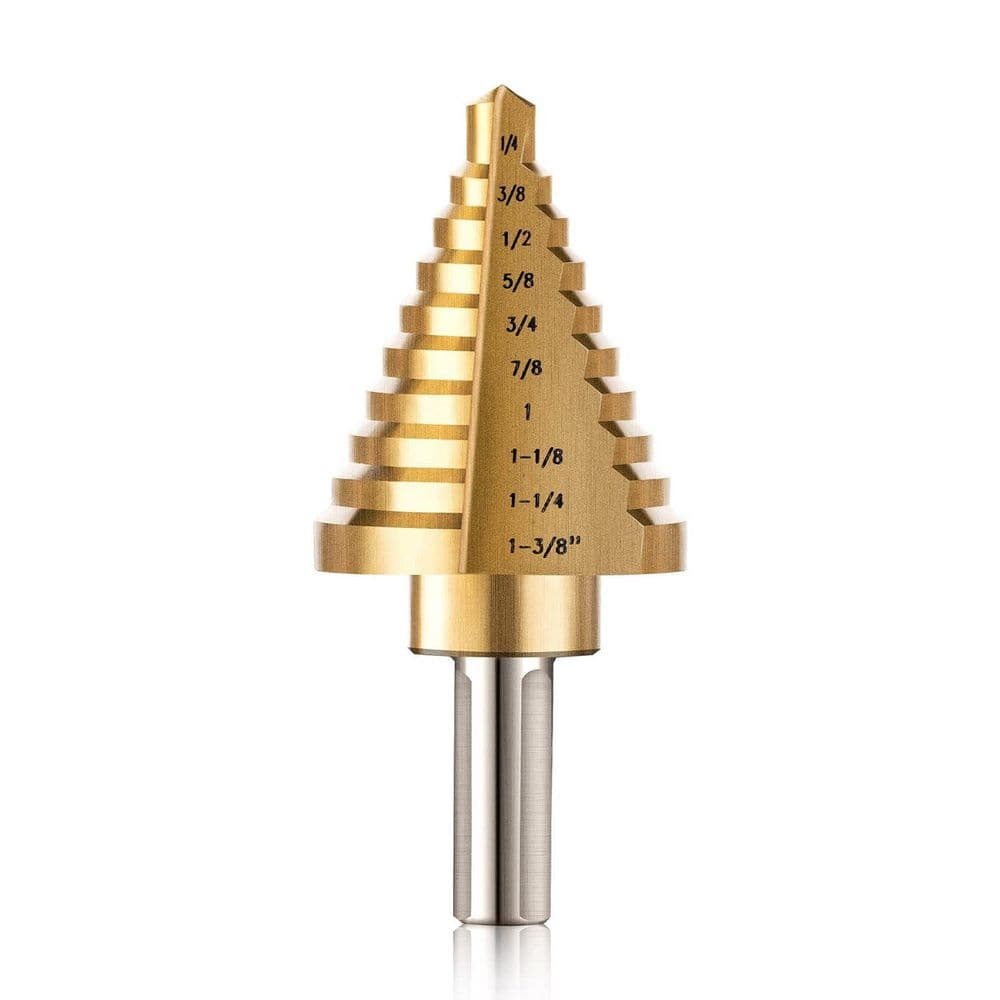 1/4 to 1-3/8 Inch High Speed Steel Step Drill Bit with Titanium Coating ...