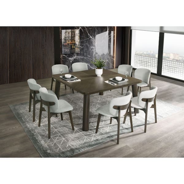 Acme Furniture Summit Walnut Wood 59 in. 4-Legs Base Dining Table Seats ...