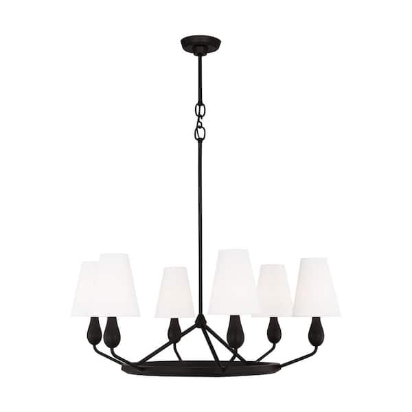 Generation Lighting Ziba 32 in. W x 34.75 in. H 6-Light Aged Iron ...