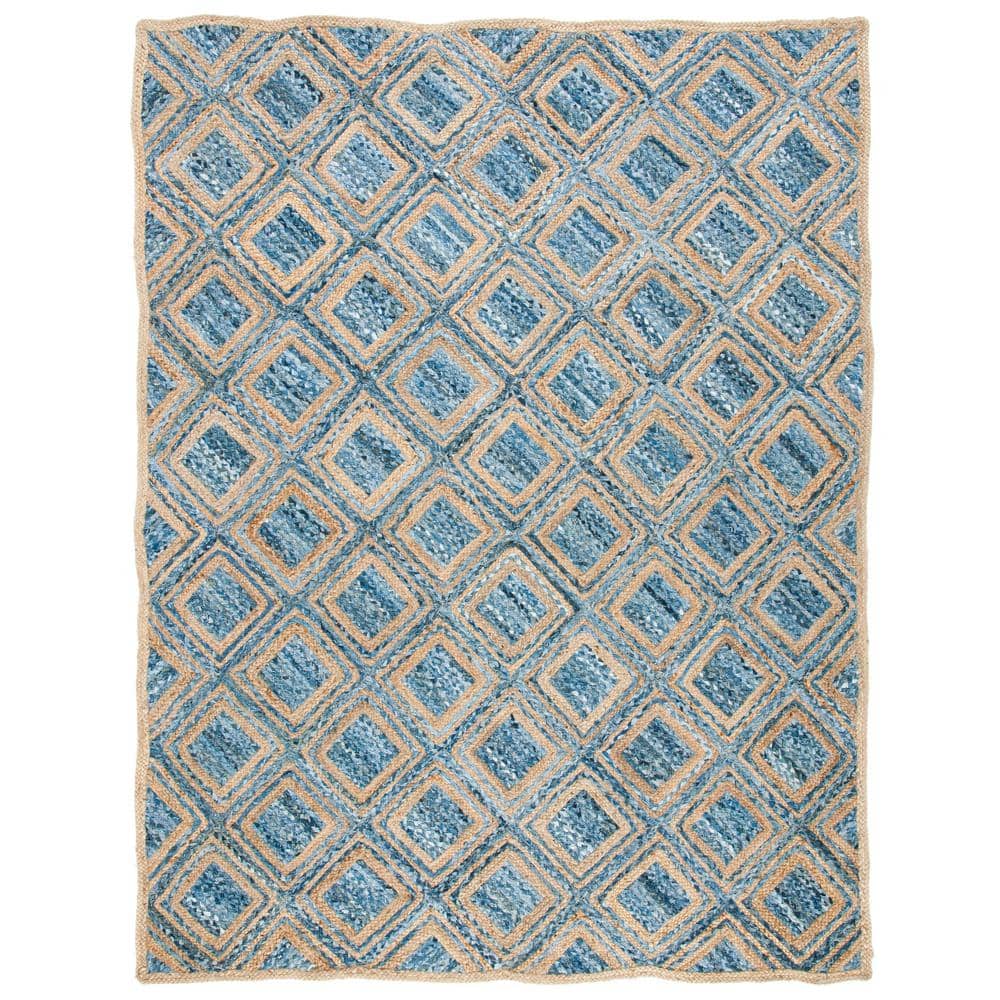 SAFAVIEH Cape Cod Natural/Blue 11 ft. x 15 ft. Geometric Diamonds Area ...