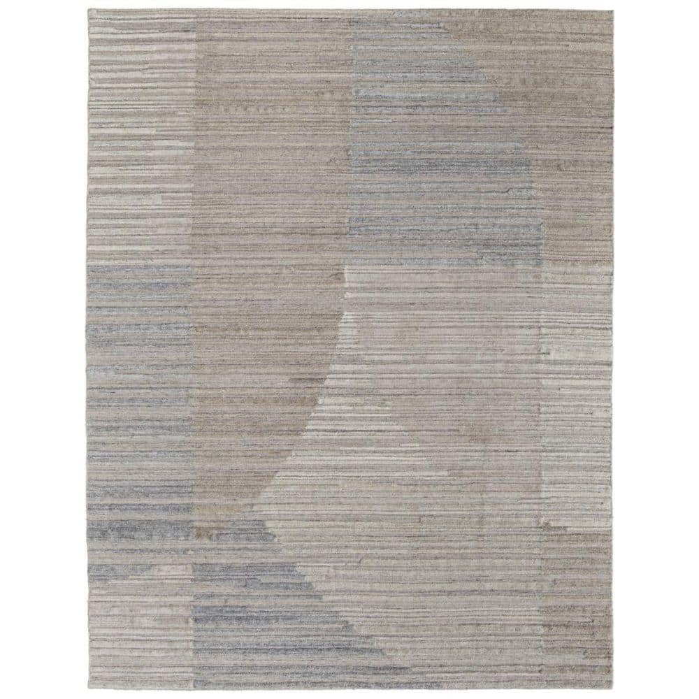 HomeRoots 9 ft. x 12 ft. Tan, Blue Abstract Area Rug 2000567017 - The ...