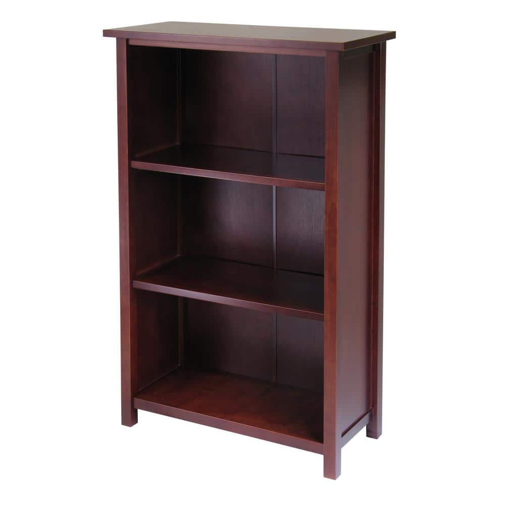 WINSOME WOOD Milan 3-Section 43"H Tall Walnut Bookcase 94328 - The Home ...