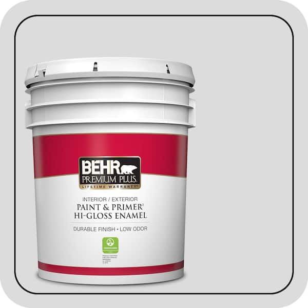 BEHR PREMIUM PLUS 5 gal. #N530-1 Pixel White Hi-Gloss Enamel Interior ...